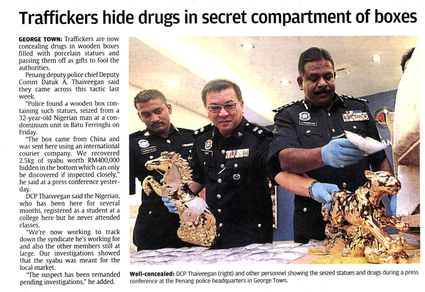 TRAFFICKERS HIDE DRUGS IN SECRET COMPARTMENT OF BOXES