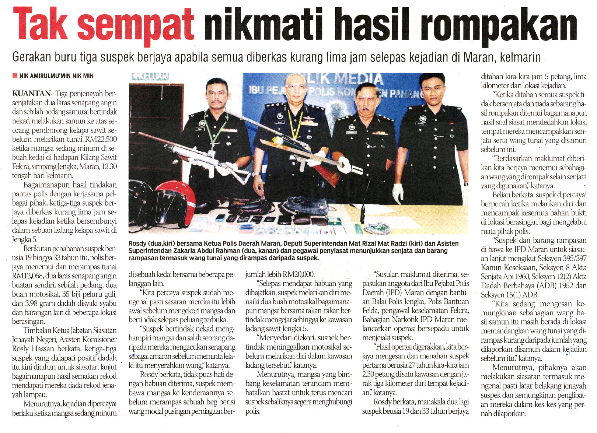 PEROMPAK TAK SEMPAT NIKMATI HASIL ROMPAKAN